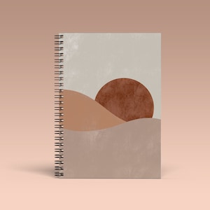 MINIMALIST Notebook, ABSTRACT Terracotta Spiral Notebook, Geometric ...