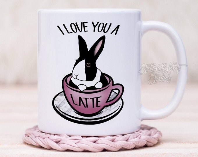 TIMOTHY HAY LATTE Bunny Rabbit Toy / Coffee Hay Feeder Bunny Coffee Cup ...