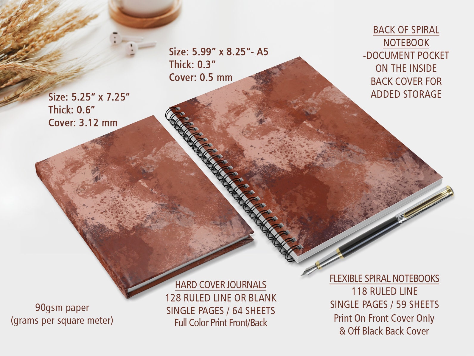 MODERN RUSTIC ABSTRACT Journal Journal Notebook Geometric | Etsy