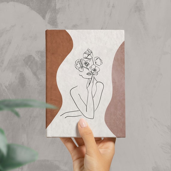 MINIMALIST LINE ART Journal One Line Woman Drawing Floral - Etsy