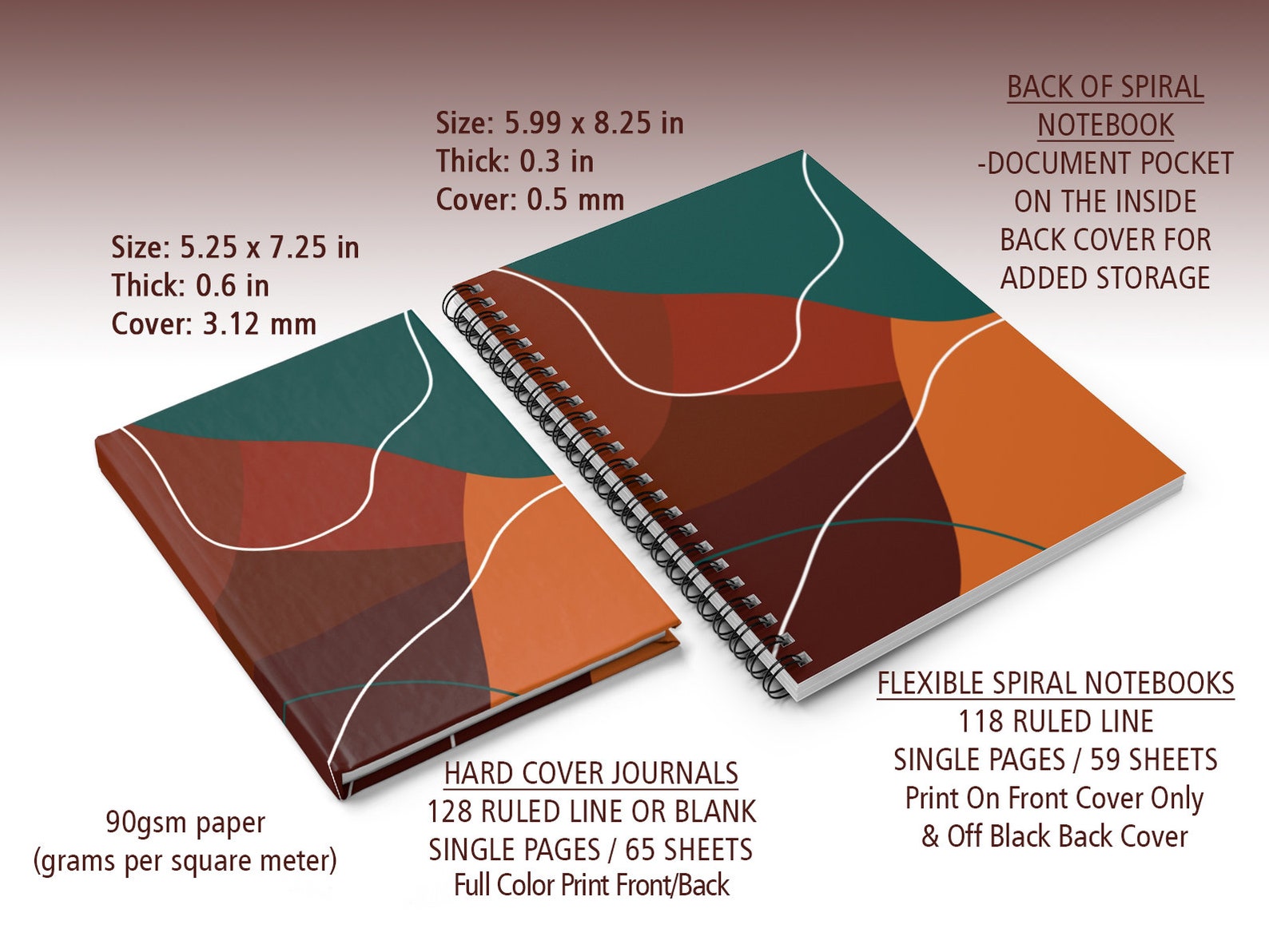 ABSTRACT BOHO FALL Spiral Notebook Fall Spiral Notebook - Etsy