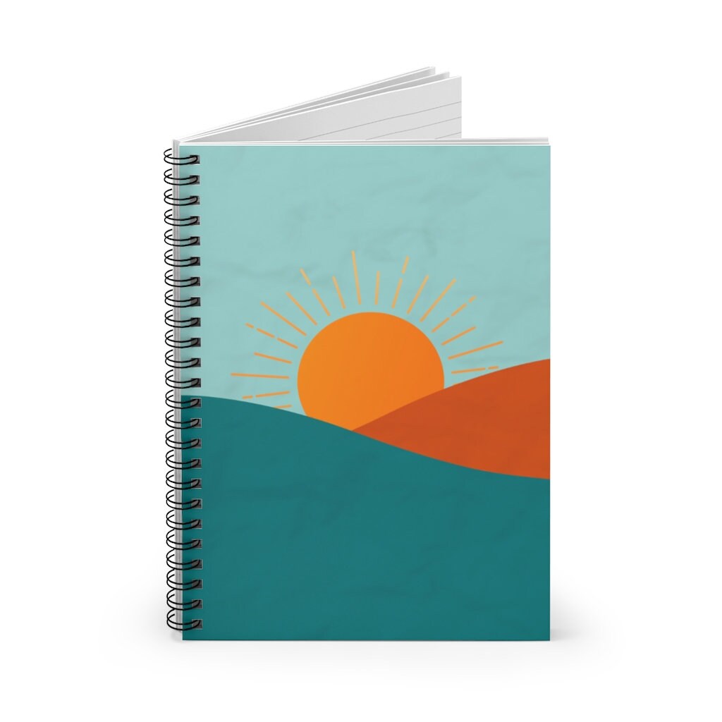 Abstract Boho Sunset SPIRAL Notebook Teal and Orange Desert - Etsy.de