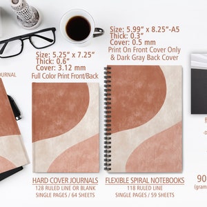 MINIMALIST Notebook, ABSTRACT Terracotta Spiral Notebook, Geometric ...