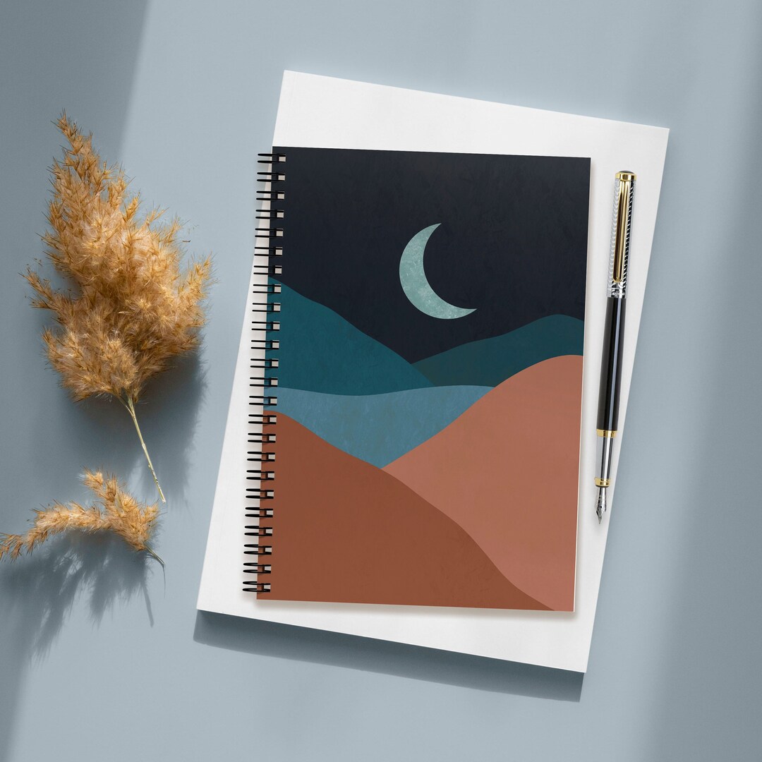 Abstract Mountain Desert Notebook, Teal & Terra Cotta Desert SPIRAL ...
