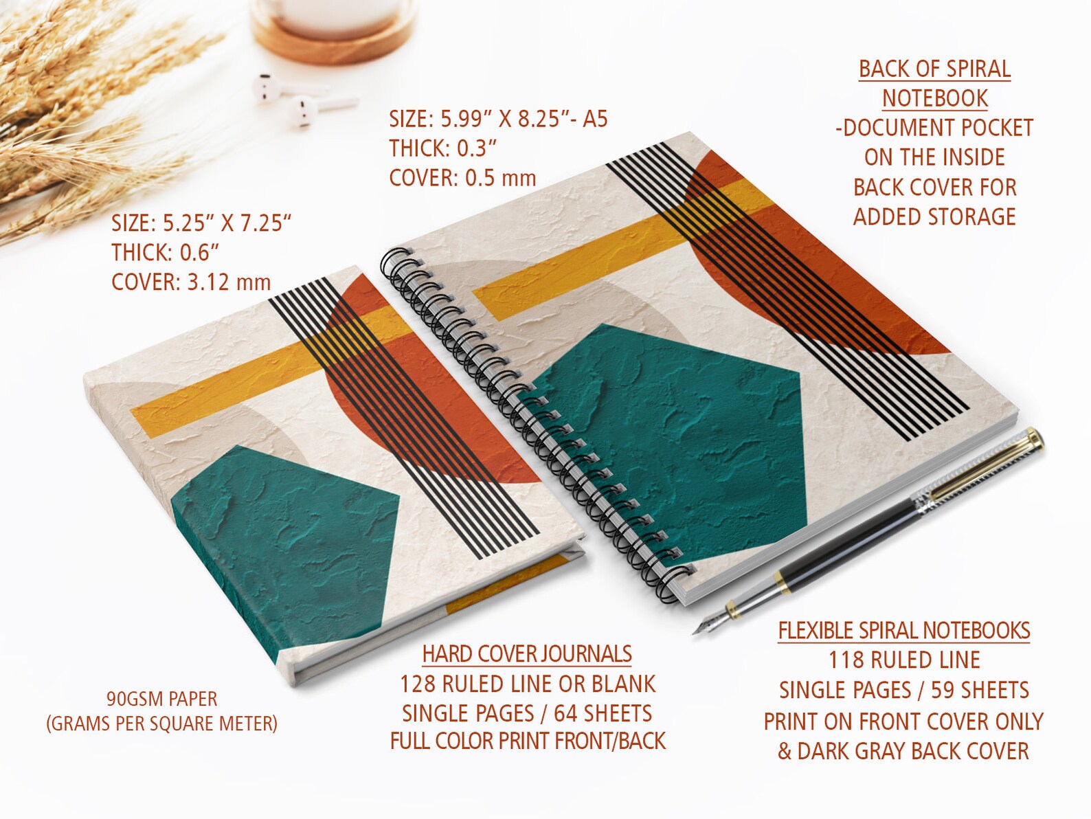 Abstract Geometric Shapes Spiral Notebook Spiral Notebook - Etsy