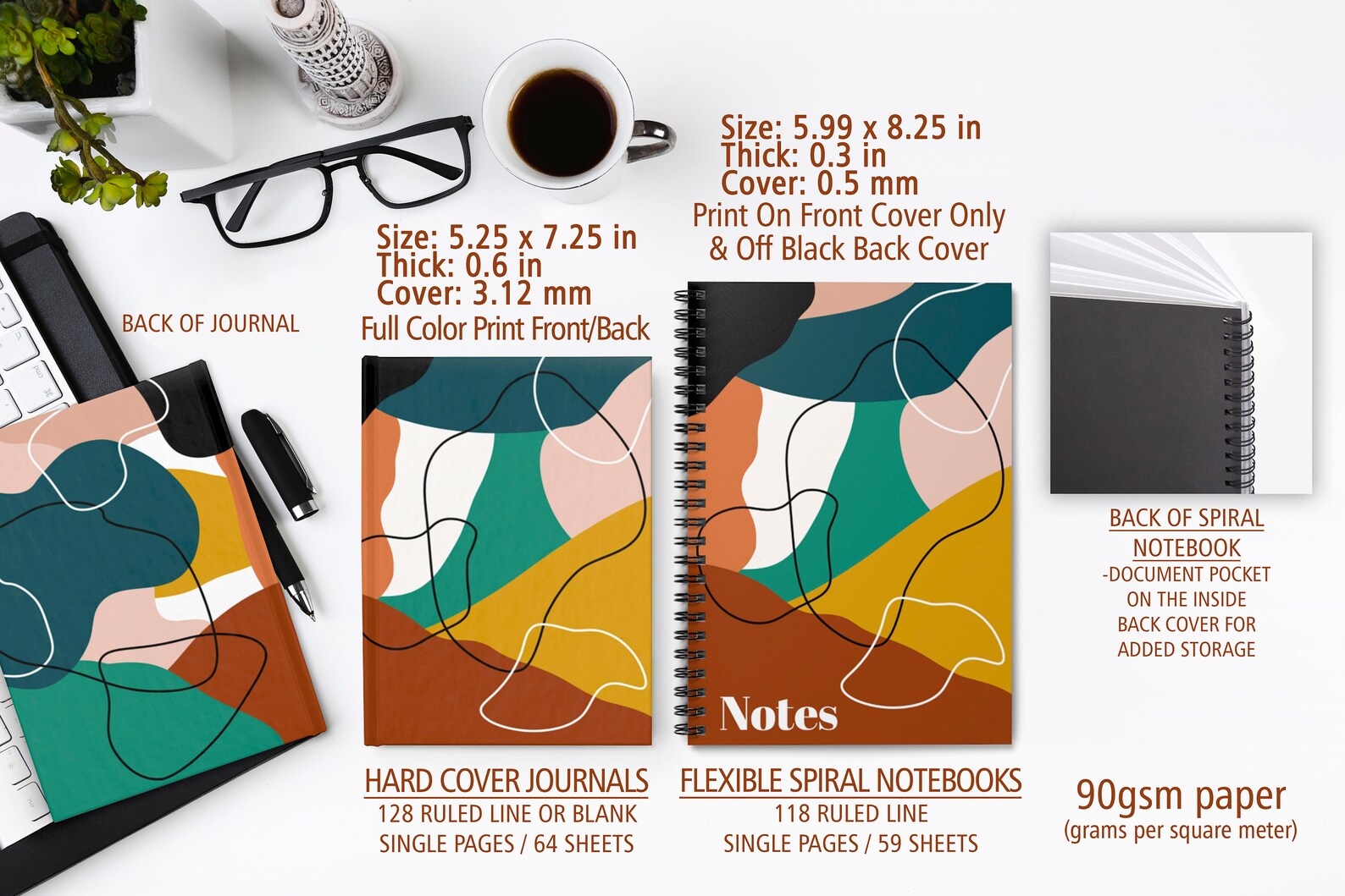 ABSTRACT BOHO SPIRAL Notebook Spiral Notebook Geometric | Etsy