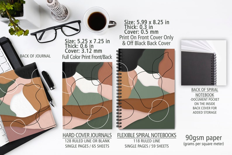 ABSTRACT BOHO SPIRAL Notebook Green Boho Spiral Notebook | Etsy