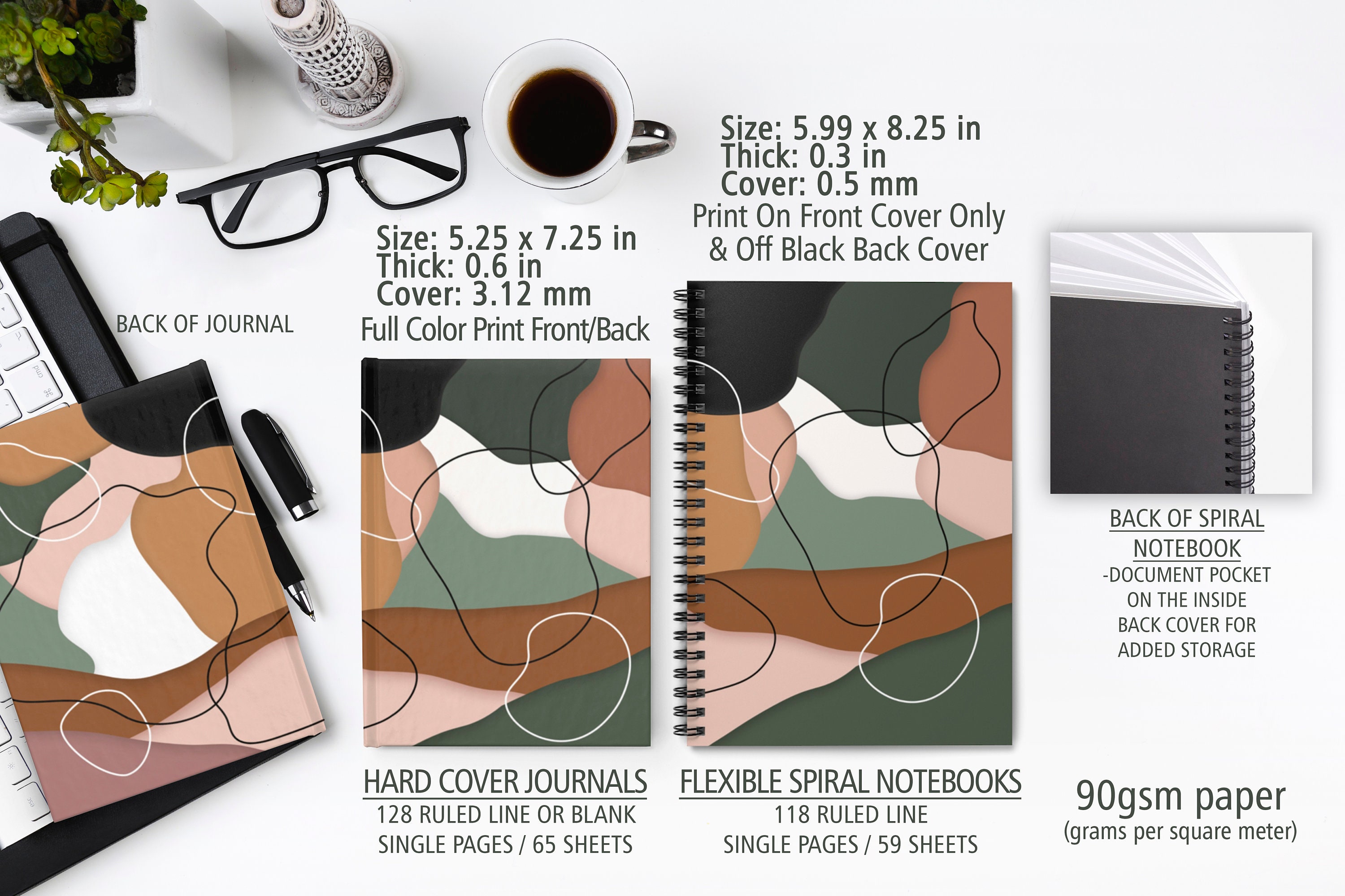 ABSTRACT BOHO SPIRAL Notebook Green Boho Spiral Notebook | Etsy