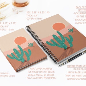 Desert Cactus Journal, Pink Desert Notebook, Abstract Mountain Notebook ...