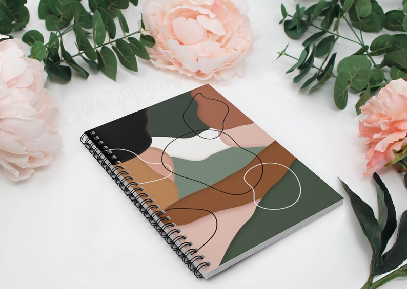 ABSTRACT BOHO SPIRAL Notebook Green Boho Spiral Notebook | Etsy