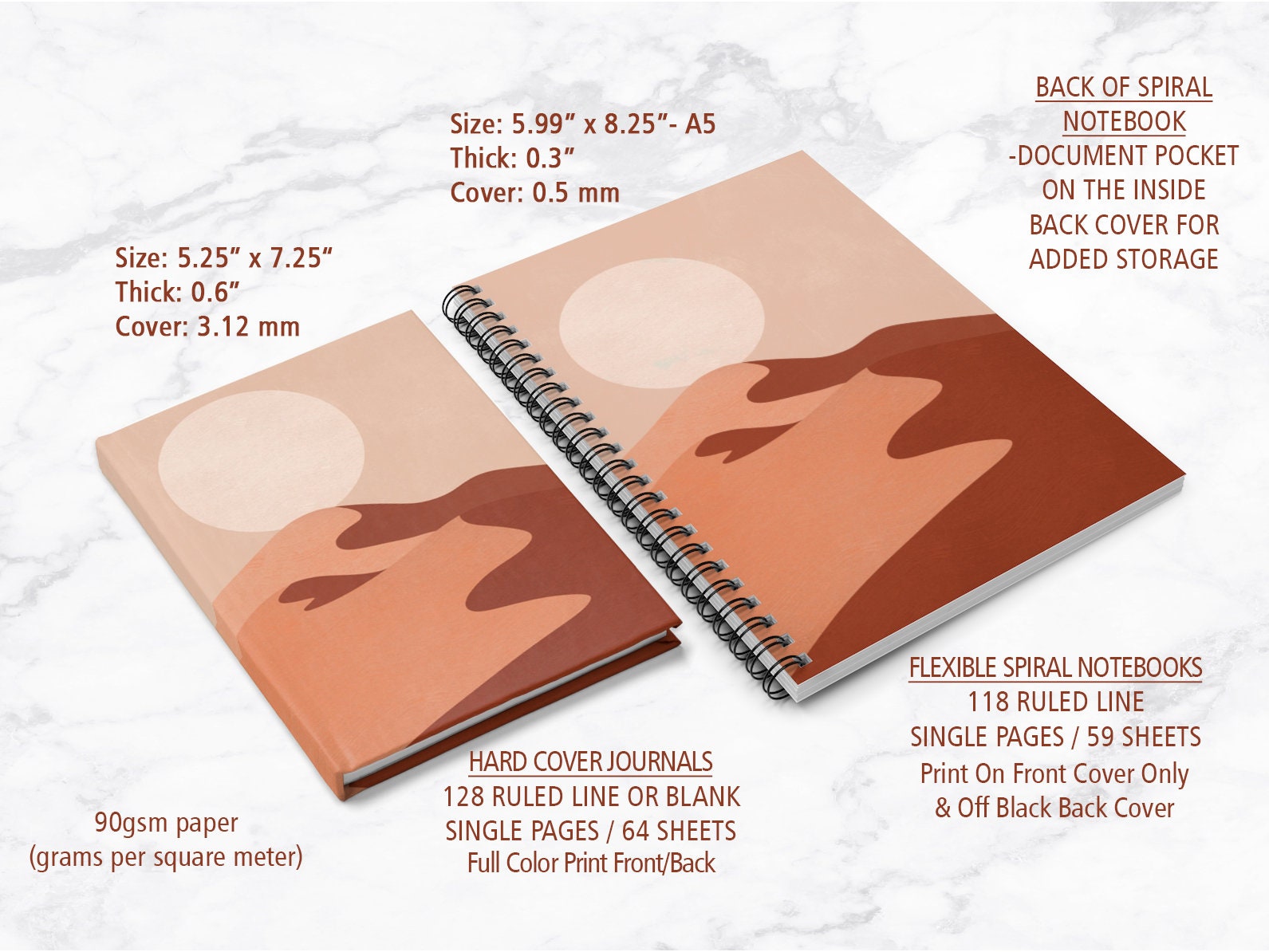 Desert Sand Dune SPIRAL Notebook Spiral Notebook Sunset | Etsy