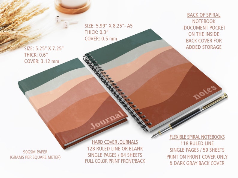 ABSTRACT BOHO HILLS Spiral Notebook Boho Spiral Notebook | Etsy