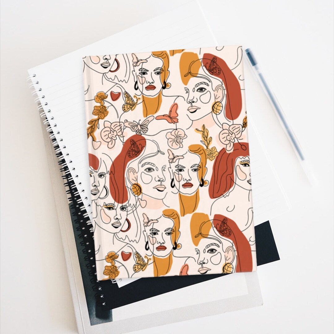 MINIMALIST LINE ART Face Journal, Woman Line Drawing, Geometric Journal ...