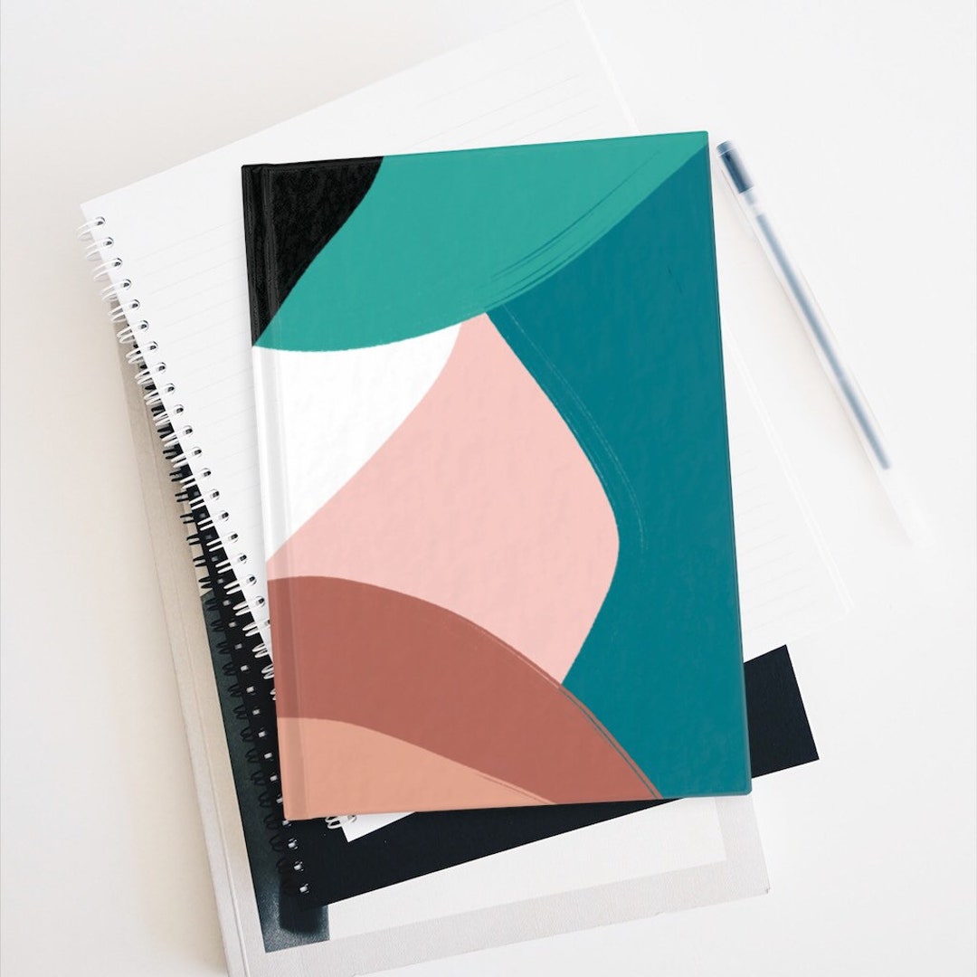MODERN BOHO Abstract JOURNAL, Teal Journal Notebook, Geometric Journal ...
