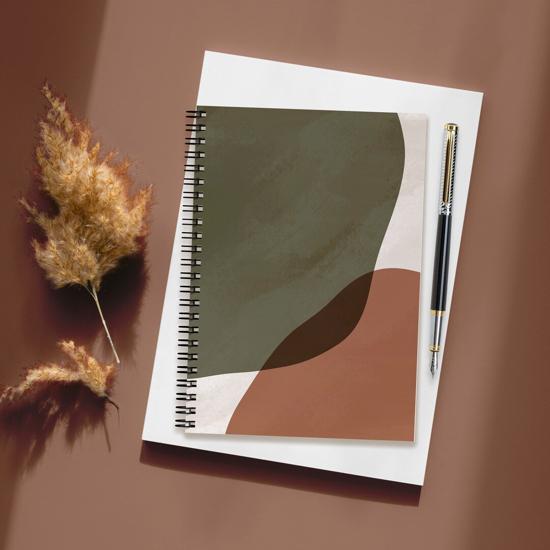 Geometric ABSTRACT Neutral Sage SPIRAL Notebook, Sage Green Spiral ...
