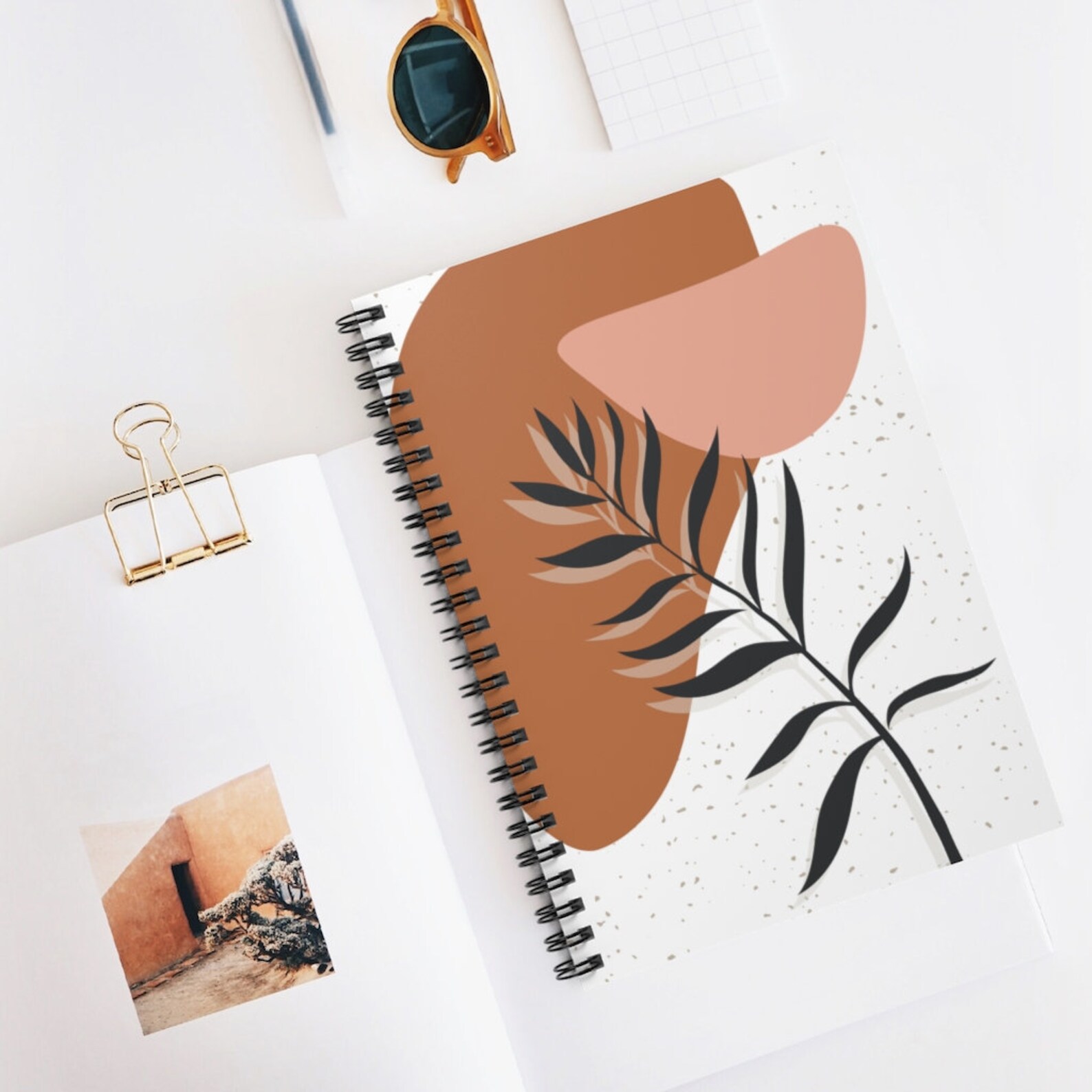 Abstract Boho Leaf Spiral Notebook Geometric Spiral Notebook | Etsy