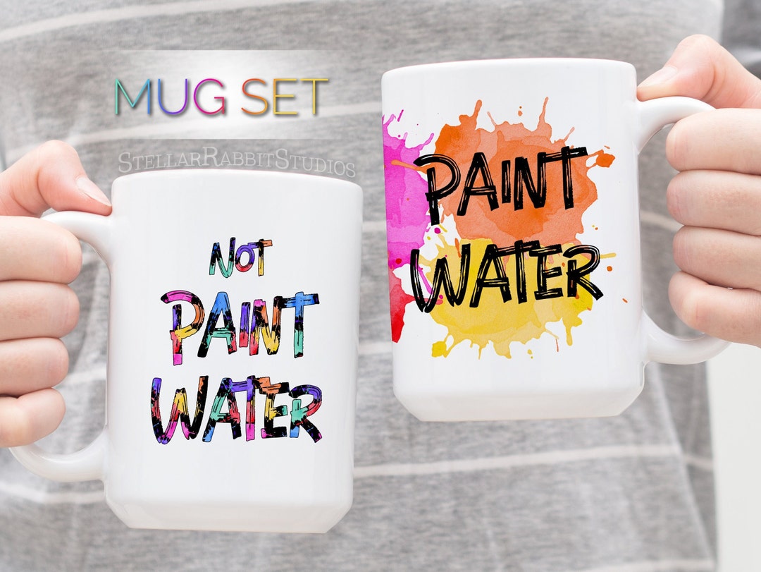 Paint Water Mug Set: Artist Coffee Mugs, Watercolor Design - Etsy