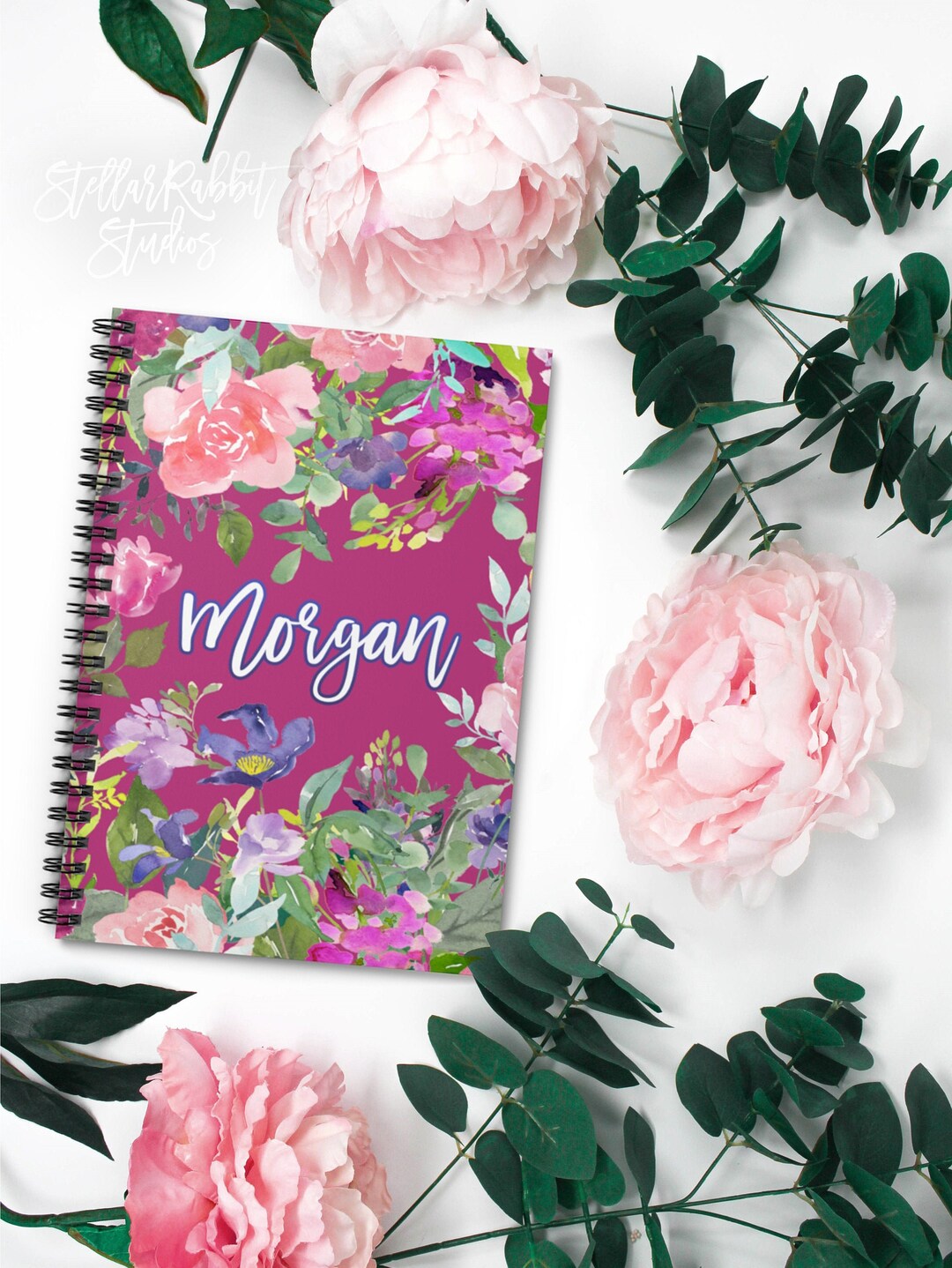 Personalized Floral Spiral Notebook: Dark Pink A5 Journal - Etsy