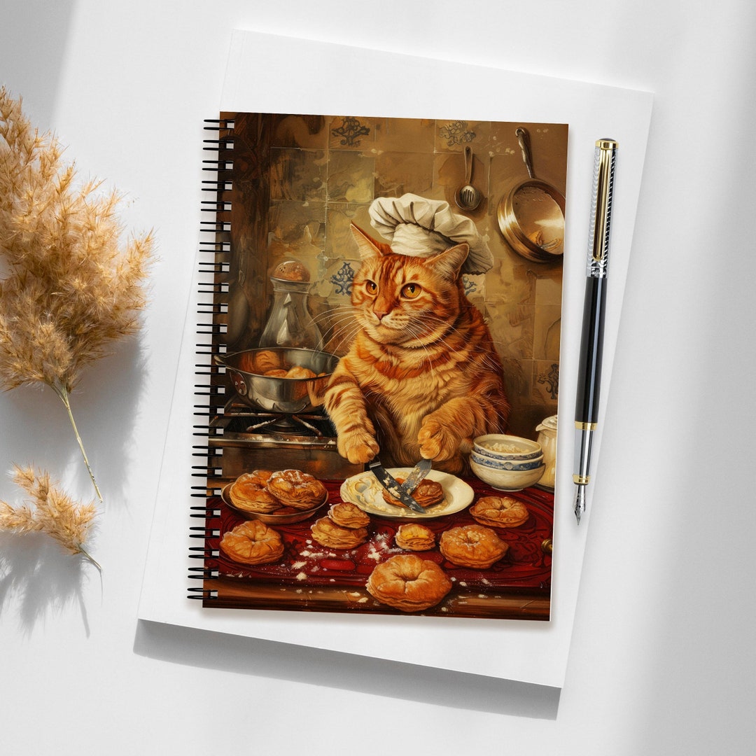 Tabby Cat Spiral Notebook, Kitty Biscuits Notebook, Cat Baker Notebook ...