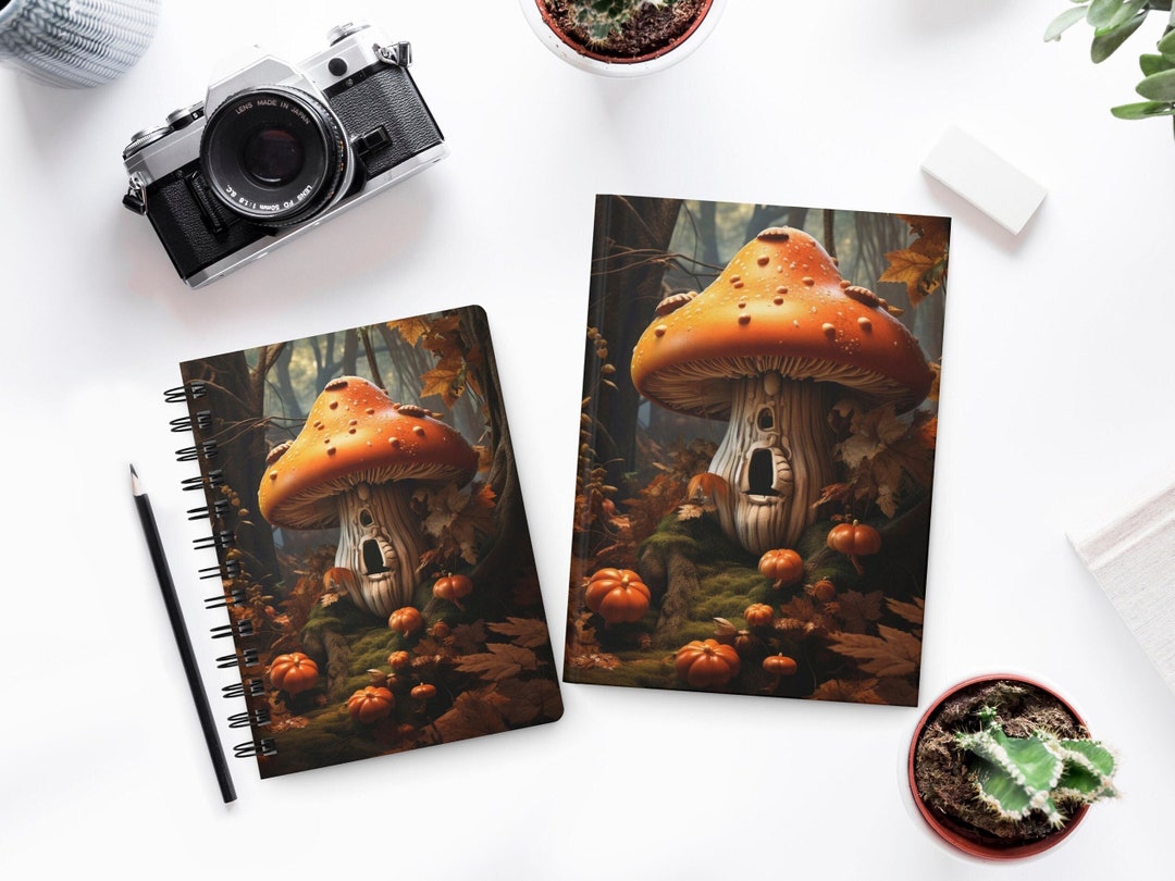 Mushroom Spiral Notebook, Pumpkin Notebook, Cottagecore Notebook ...