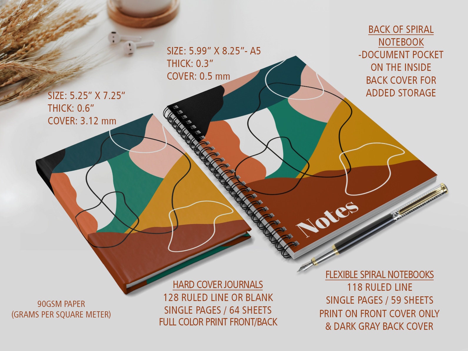 ABSTRACT BOHO SPIRAL Notebook Spiral Notebook Geometric | Etsy