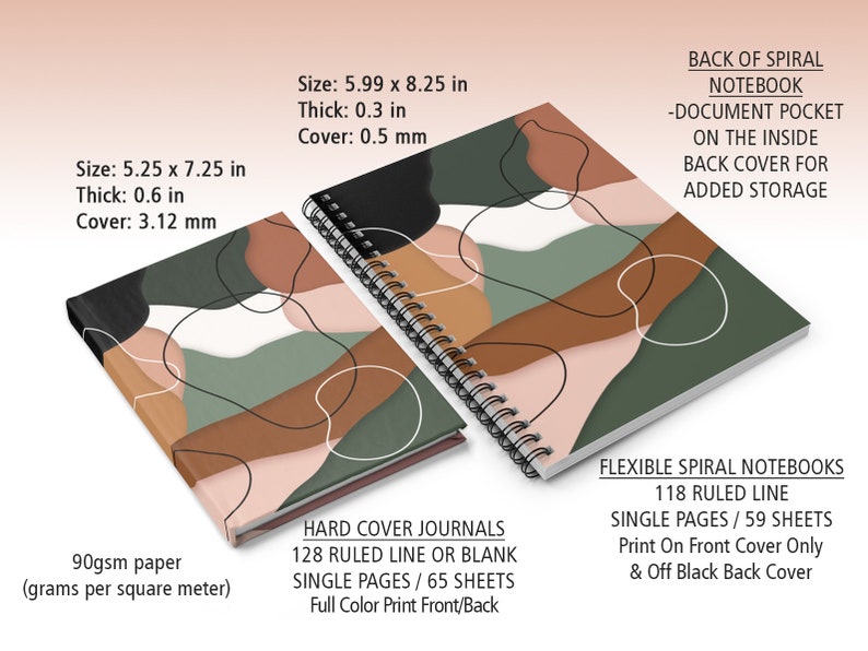 ABSTRACT BOHO SPIRAL Notebook Green Boho Spiral Notebook | Etsy