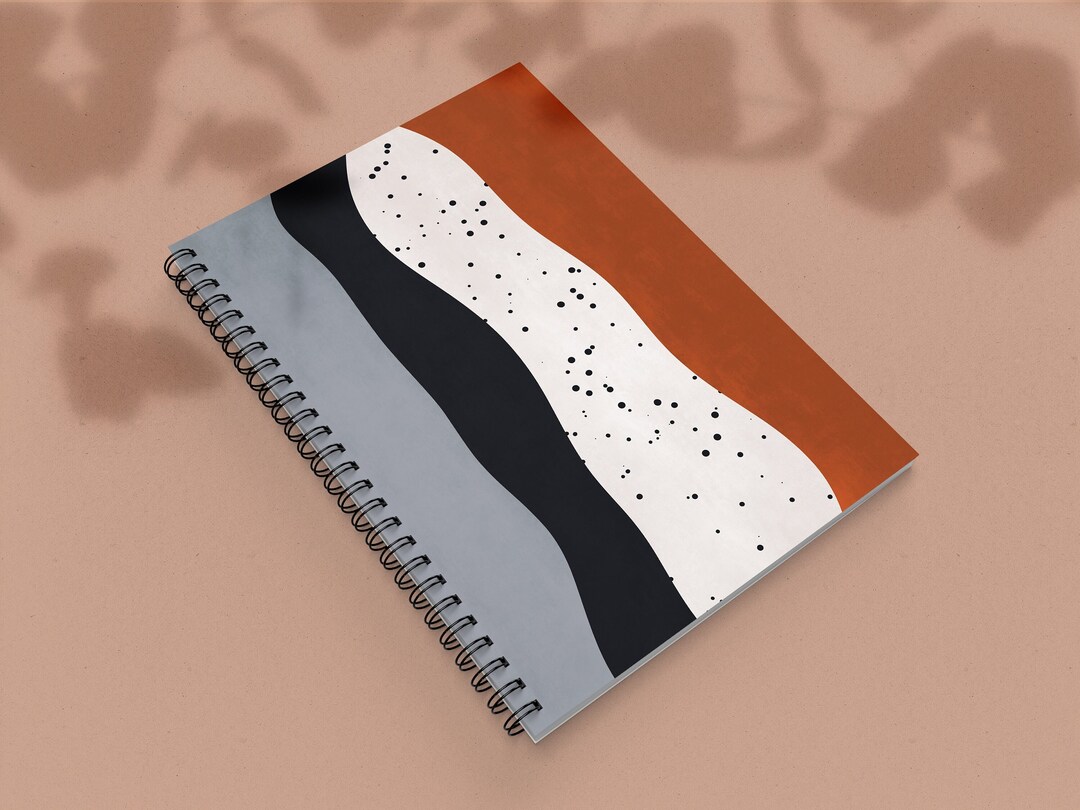 ABSTRACT BOHO Spiral Notebook, Abstract Wavy Spiral Notebook, Geometric ...