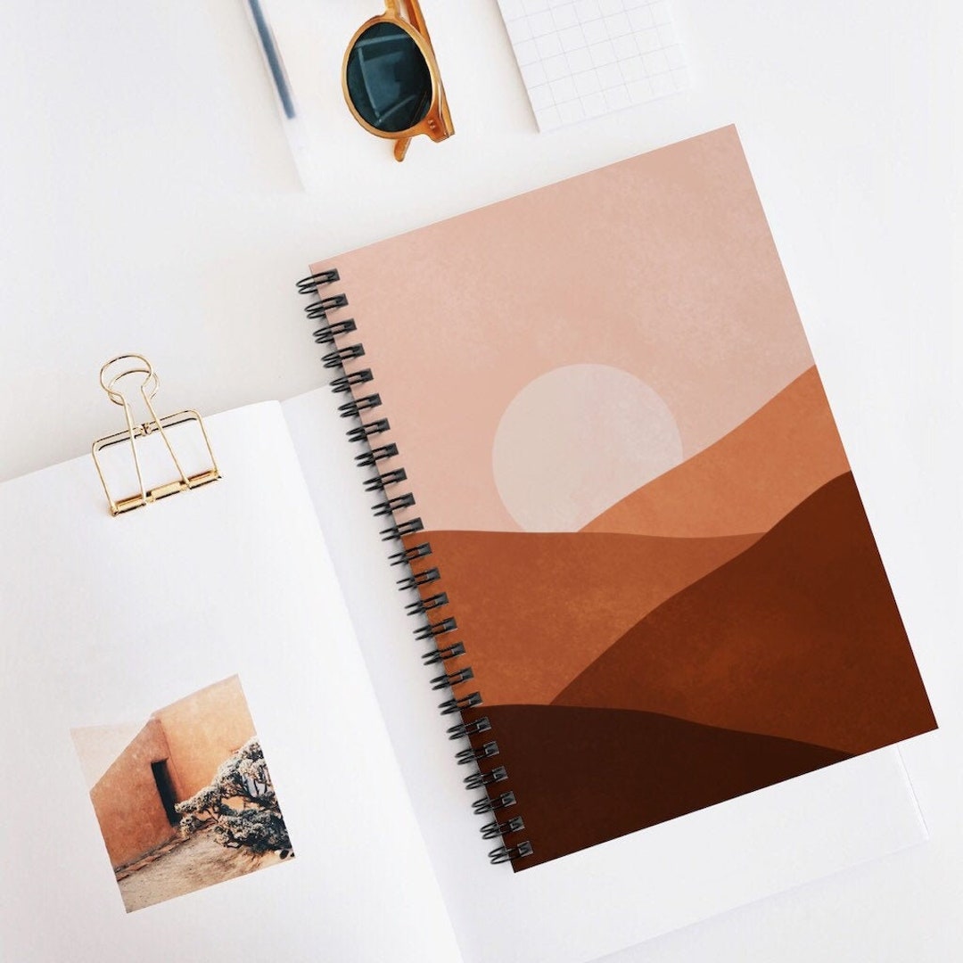 Sunset Desert Notebook, ABSTRACT Spiral Notebook, Geometric Print ...