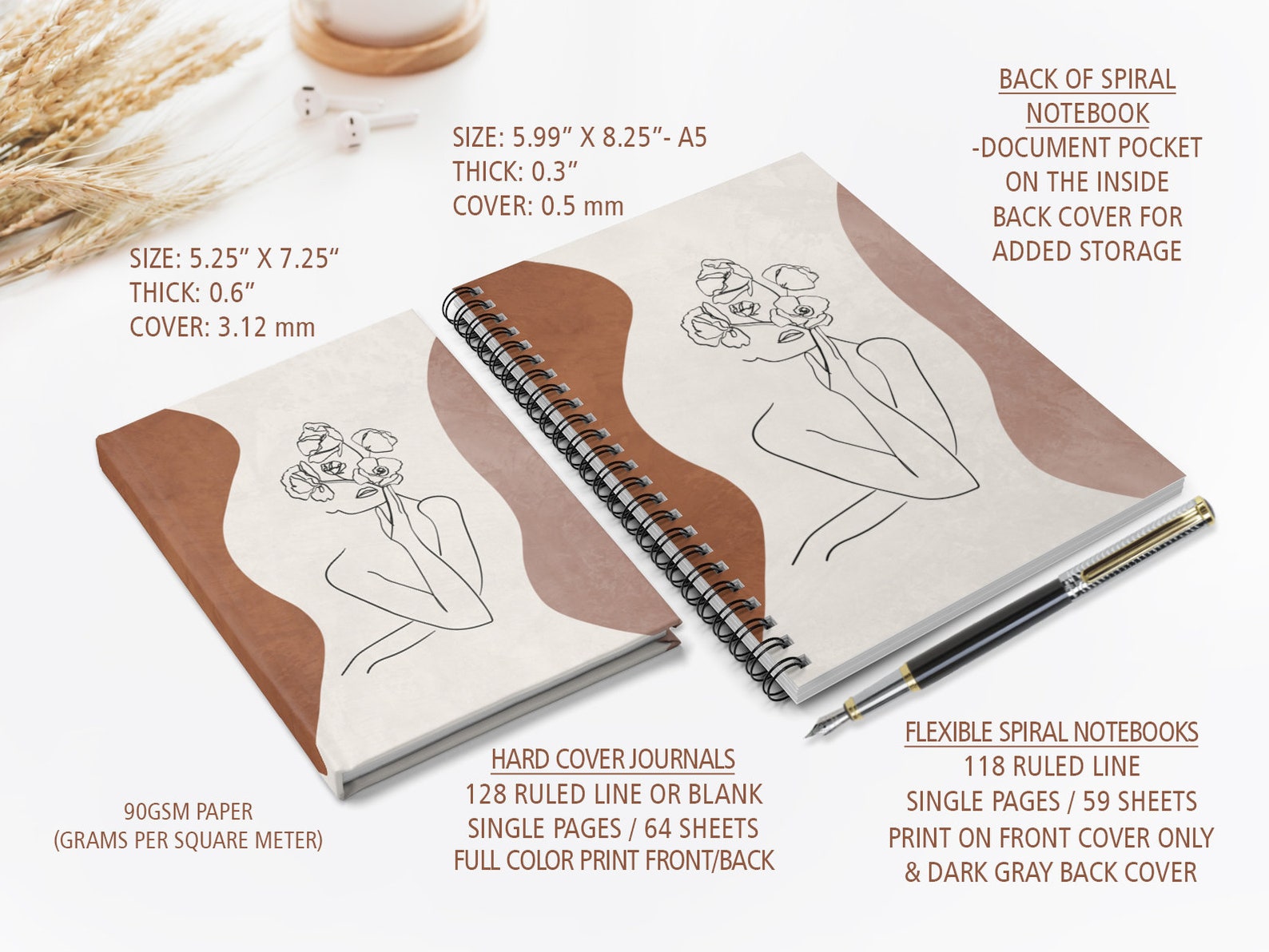 MINIMALIST LINE ART Journal One Line Woman Drawing Floral - Etsy