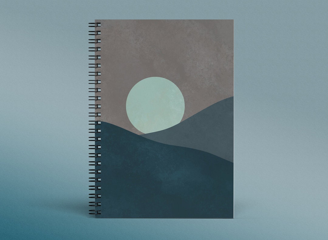 Blue Moon Desert Spiral Notebook, Moonrise Abstract Spiral Notebook ...