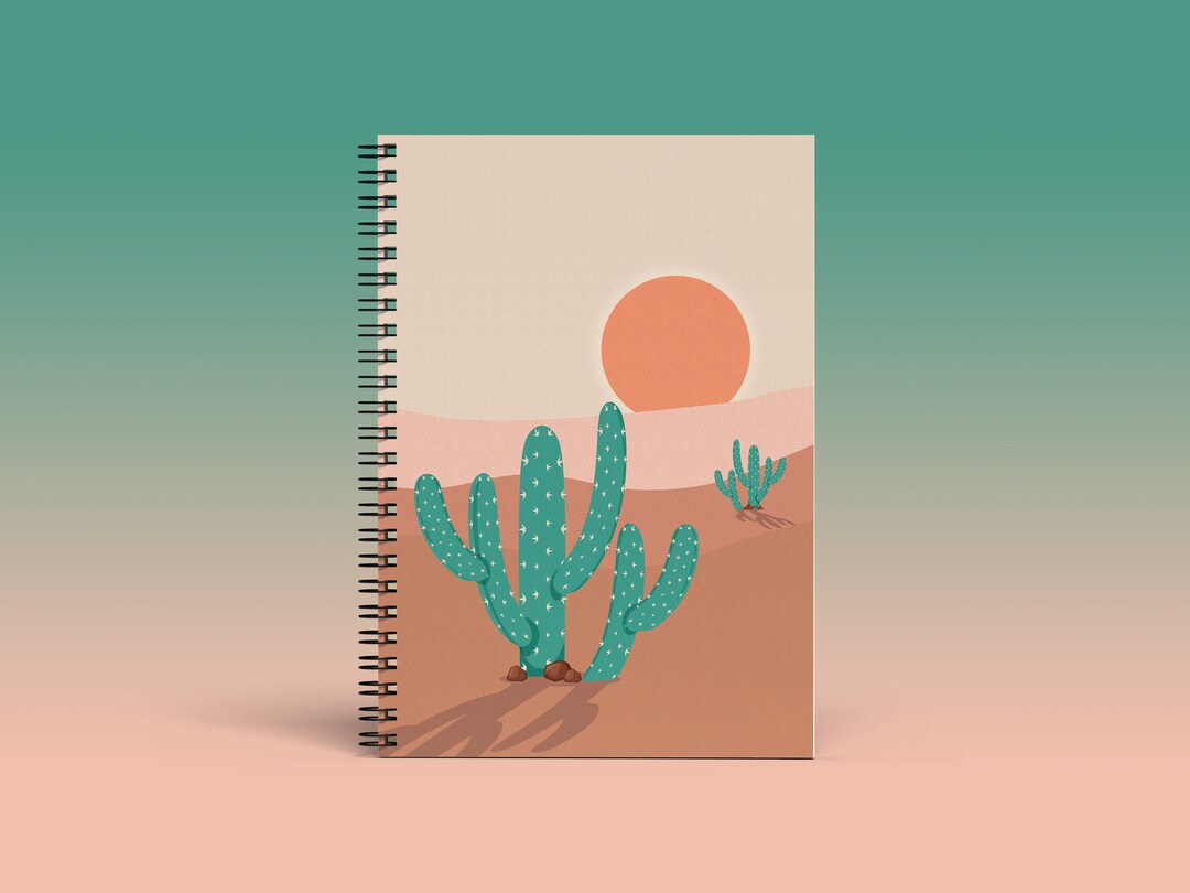 DESERT CACTUS SPIRAL Notebook, Desert Spiral Notebook, Desert Sunset ...
