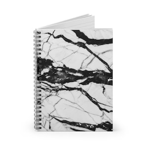 White & Black Marble Spiral Notebook, Spiral Notebook, Marble Notebook ...