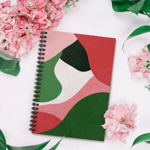 ABSTRACT Pink and Green SPIRAL Notebook, Spiral Notebook, Geometric ...