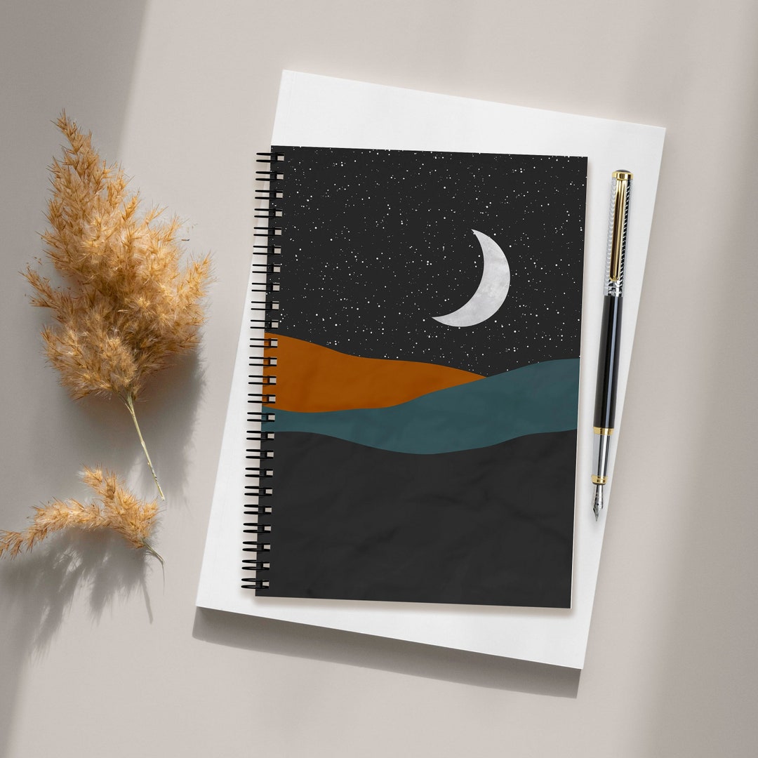 Desert Moon Spiral Notebook, Mountain Moon Notebook, Moon Notebook ...