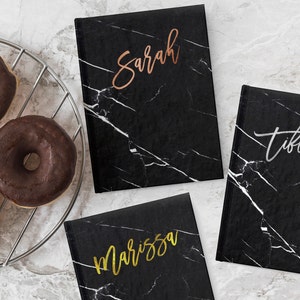 Black Marble Spiral Notebook, Personalize Gift, Spiral Notebook, Marble ...