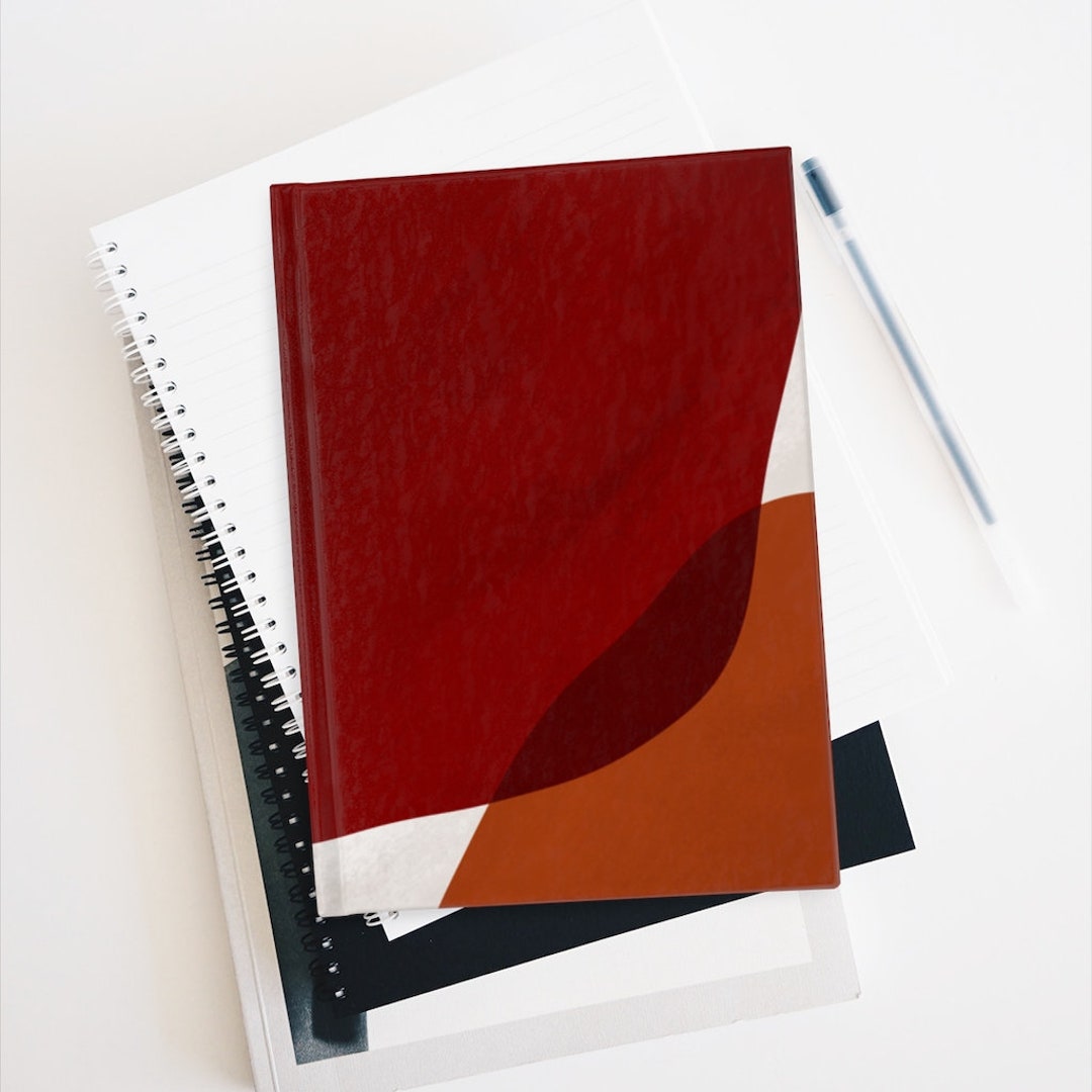 GEOMETRIC ABSTRACT Warm JOURNAL, Burnt Orange Journal Notebook, Red ...