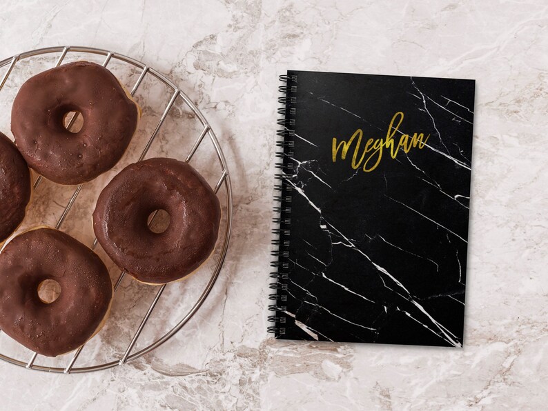 Black Marble Spiral Notebook Personalize Gift Spiral - Etsy