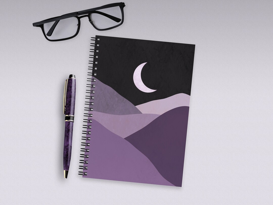 Abstract Mountain Desert Notebook, Purple SPIRAL Notebook, Mountain ...