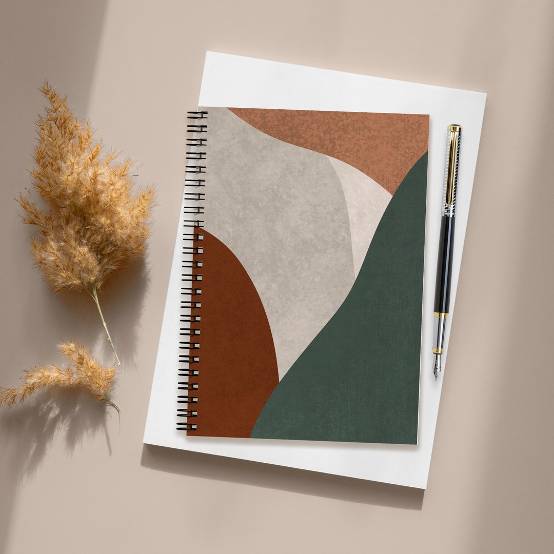 Abstract Geometric Boho Notebook, Earth Tone Neutrals Notebook ...