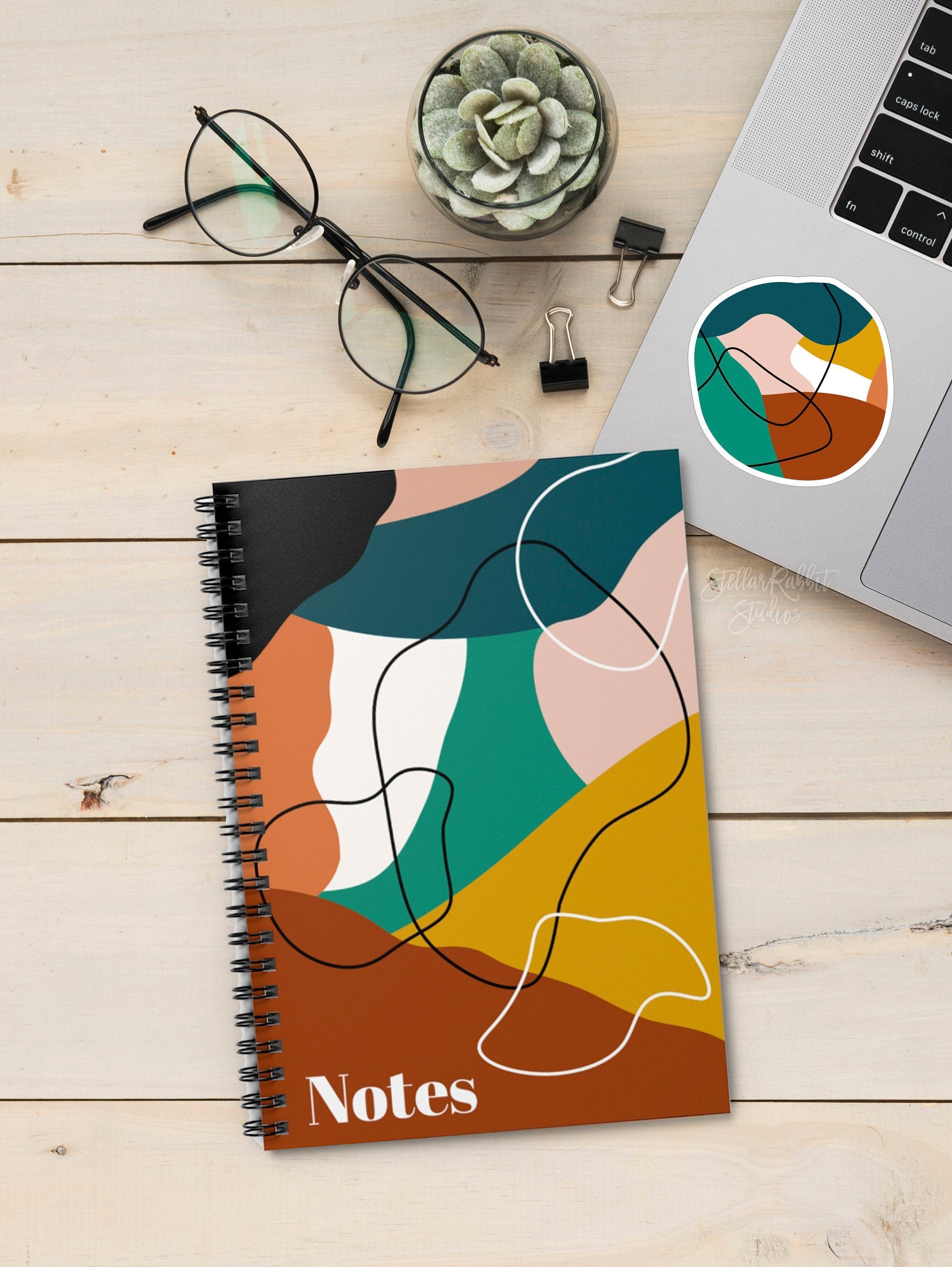 ABSTRACT BOHO SPIRAL Notebook Spiral Notebook Geometric | Etsy