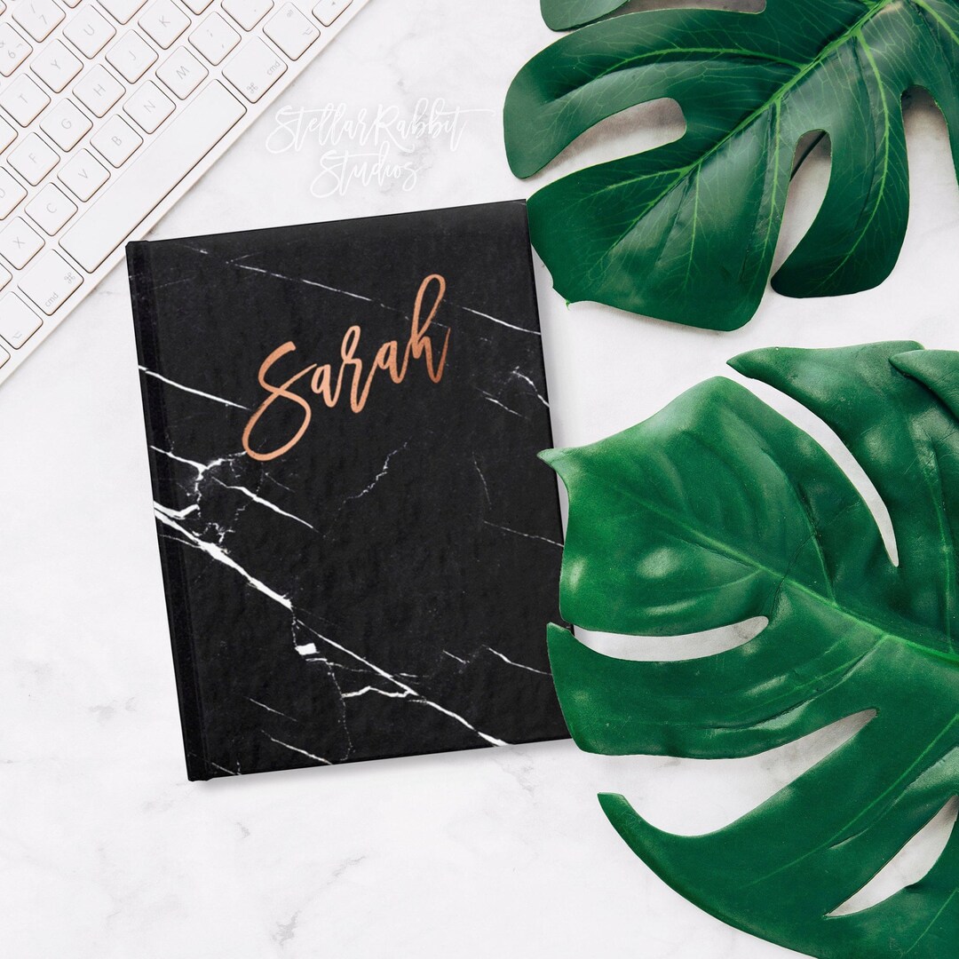 BLACK MARBLE JOURNAL, Personalize Gift, Marble Notebook, Marble Print ...