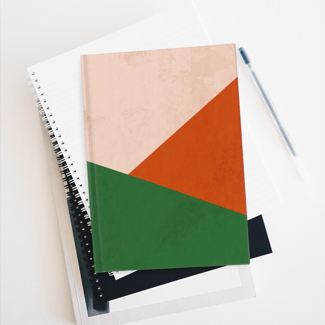 Minimal Boho JOURNAL, Green and Terracotta Journal Notebook, Geometric ...
