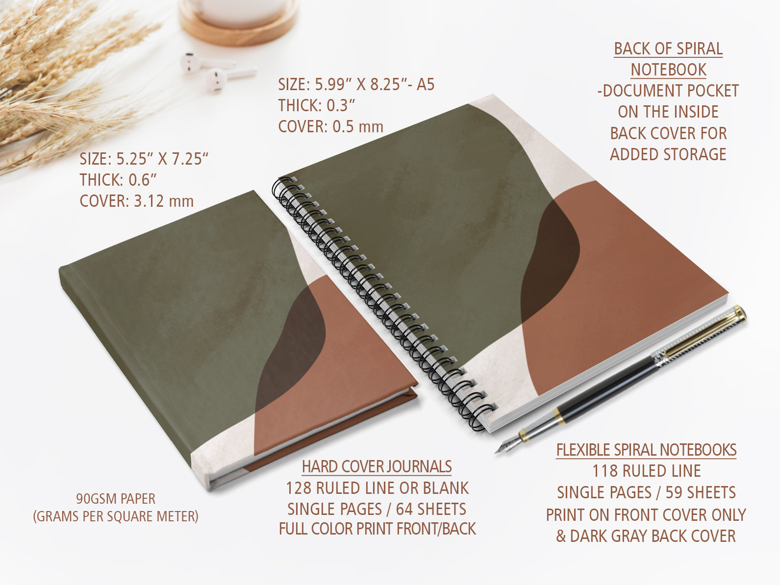 Geometric ABSTRACT Neutral Sage SPIRAL Notebook Sage Green | Etsy