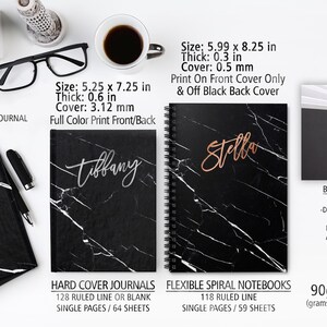 Black Marble Spiral Notebook, Personalize Gift, Spiral Notebook, Marble ...