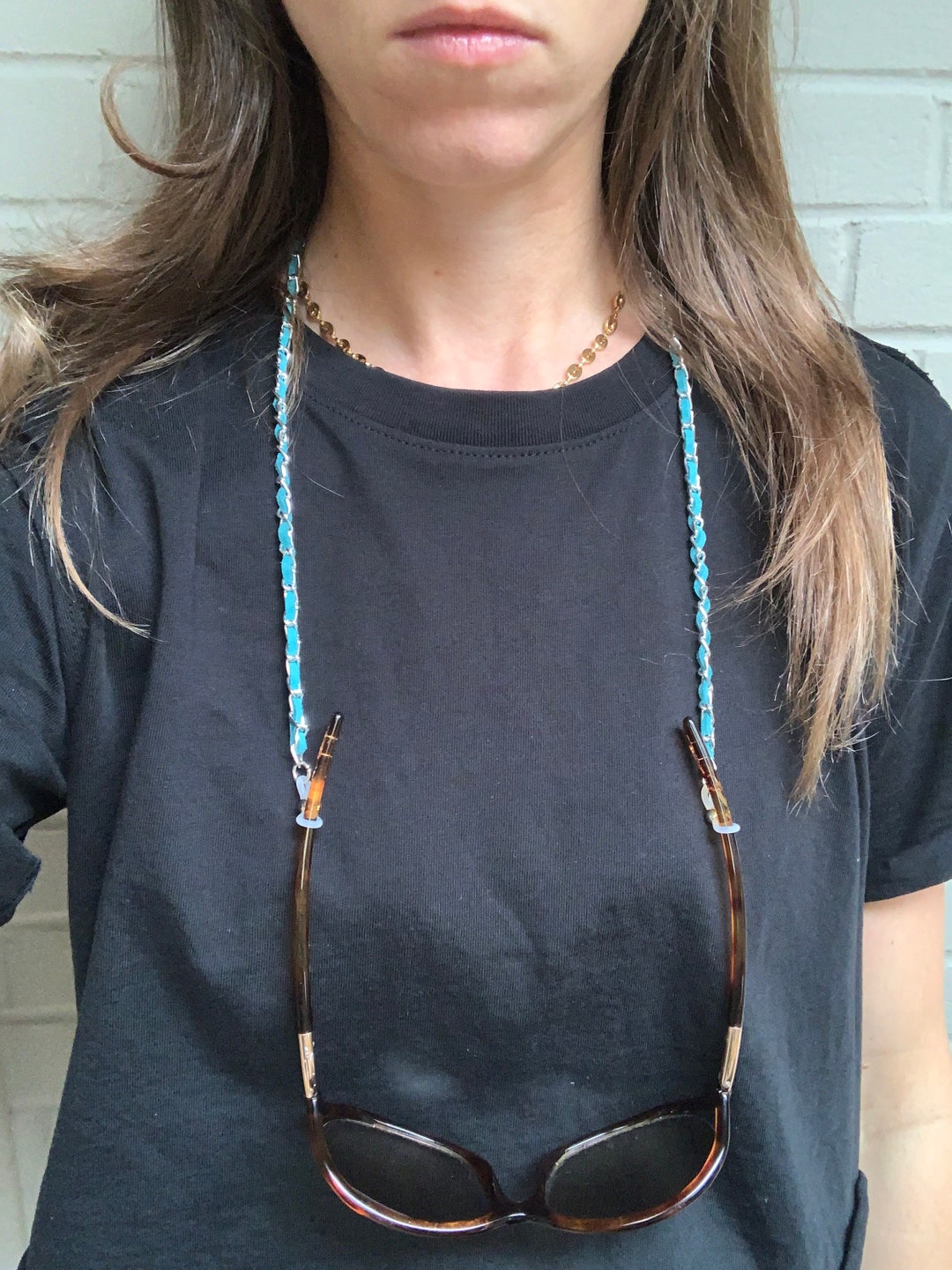 Turquoise and Silver Glasses Chain. Men’s or Women’s Chain for ...