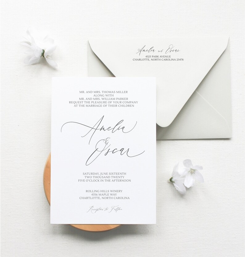 Romantic Wedding Invitation Calligraphy Wedding Invites - Etsy