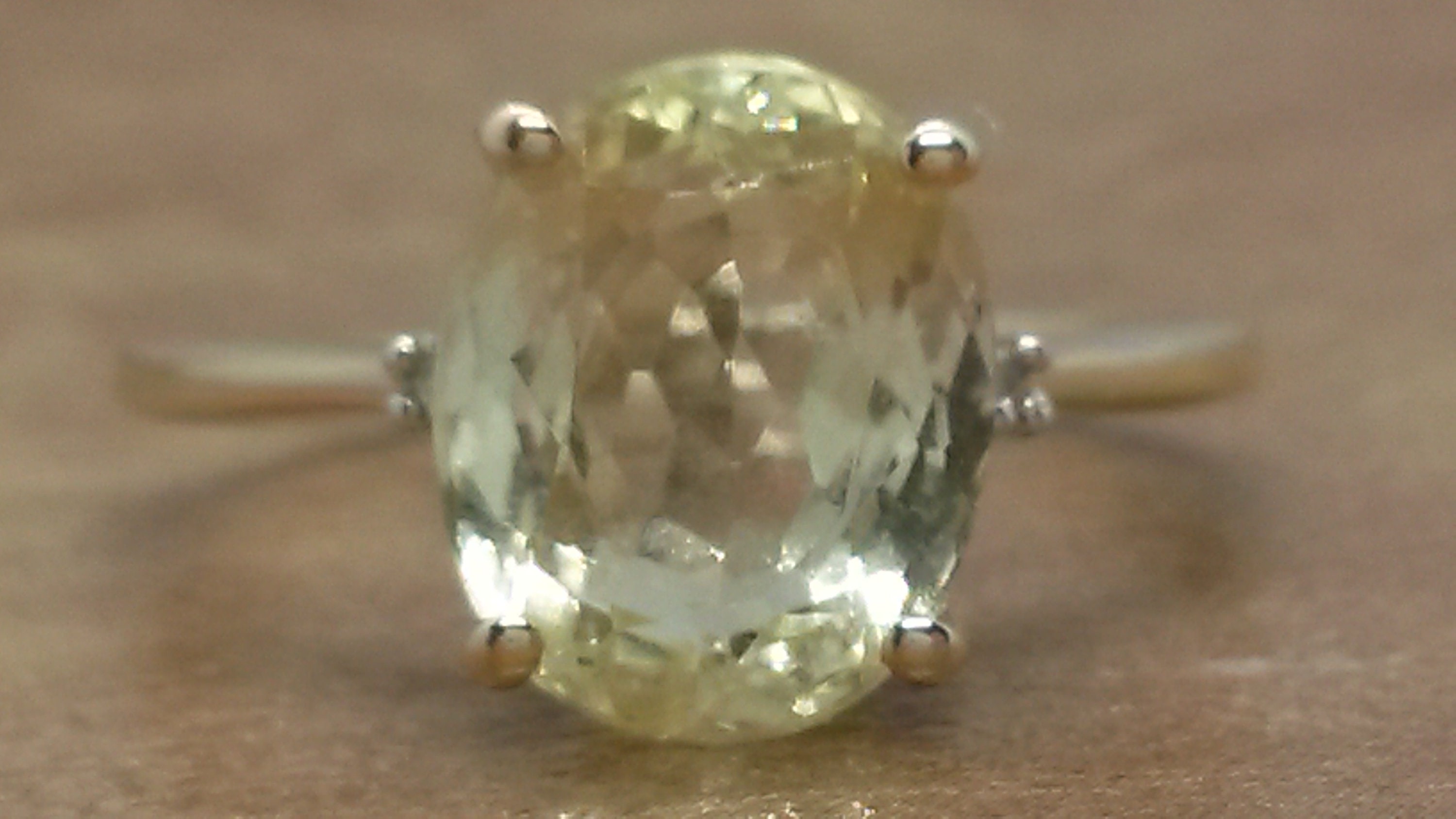 Huge yellow Kunzite and diamond ring in 9k gold | Etsy