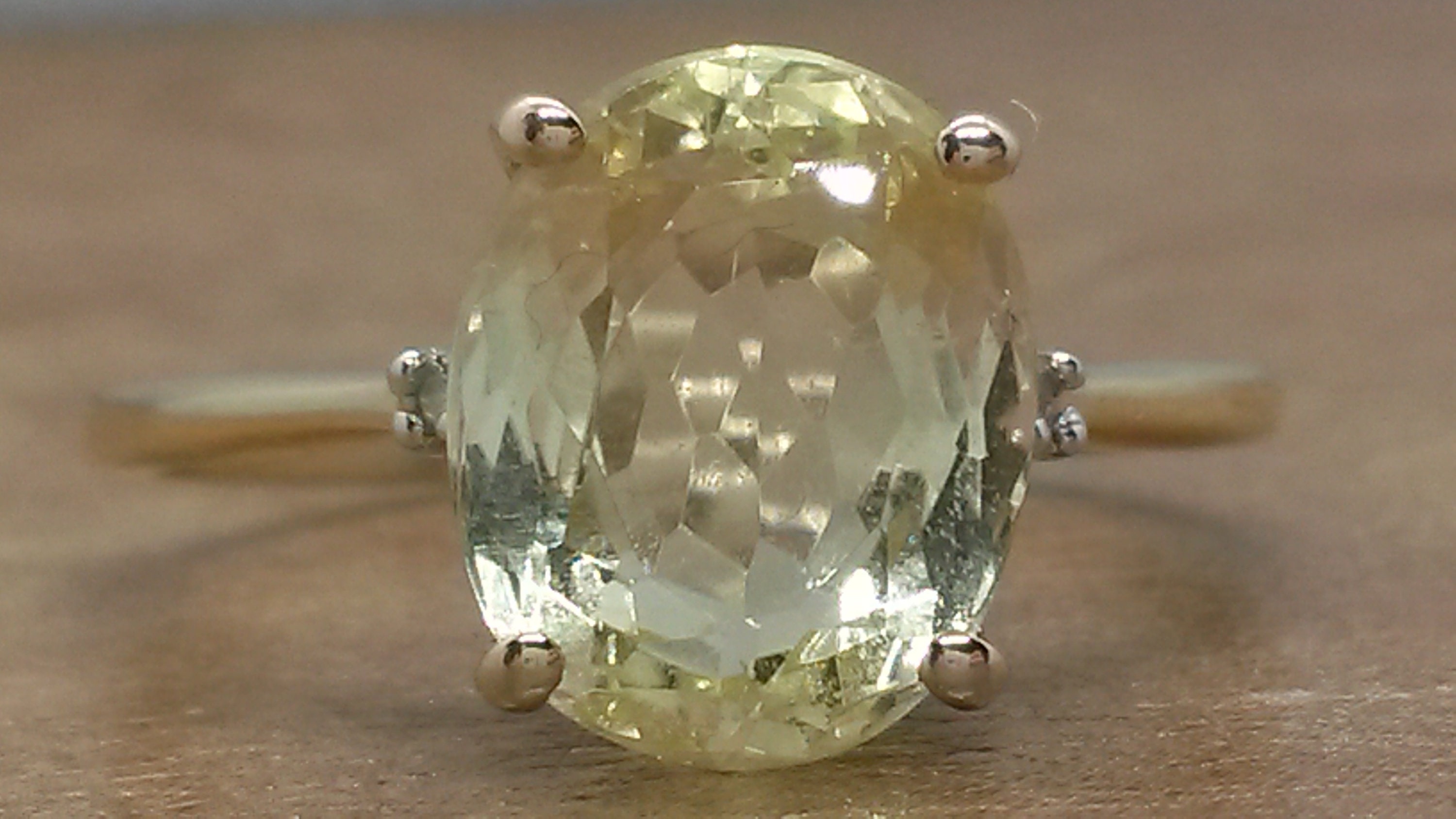 Huge yellow Kunzite and diamond ring in 9k gold | Etsy