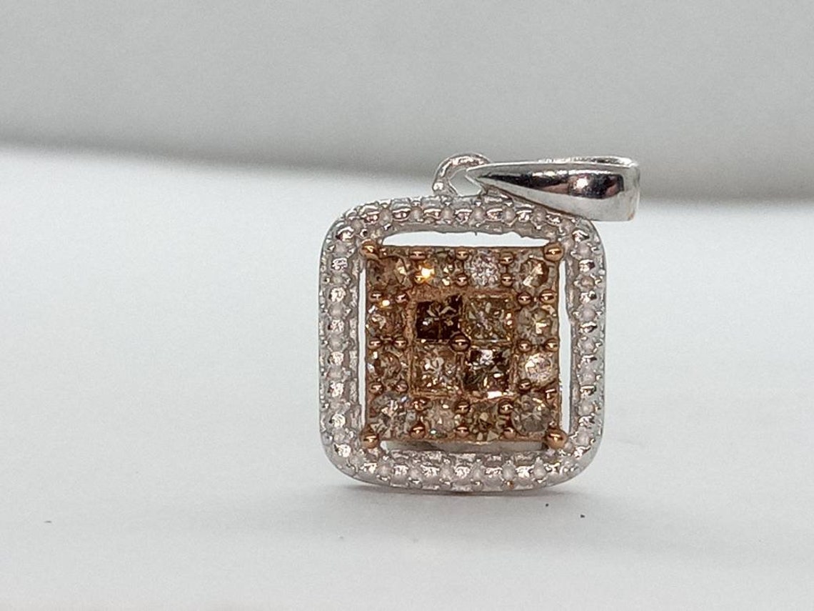 Natural 0.33ct Champagne Diamond Pendant 925 - Etsy UK