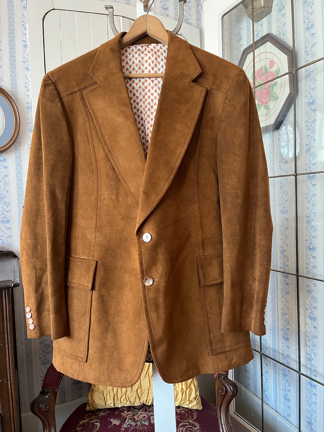 Vintage Brown Sport Coat, Rust Brown Jacket C577, Rust Brown Faux Suede Blazer, Jacket, Sport ...